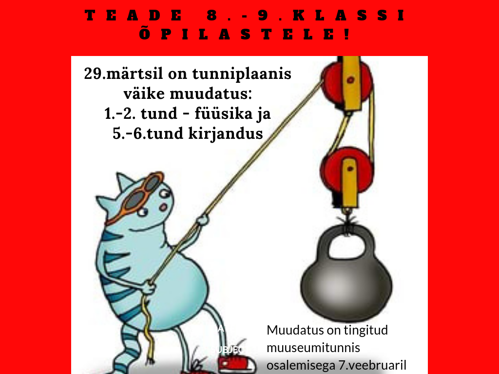 Teade 8.-9.kl õpilastele